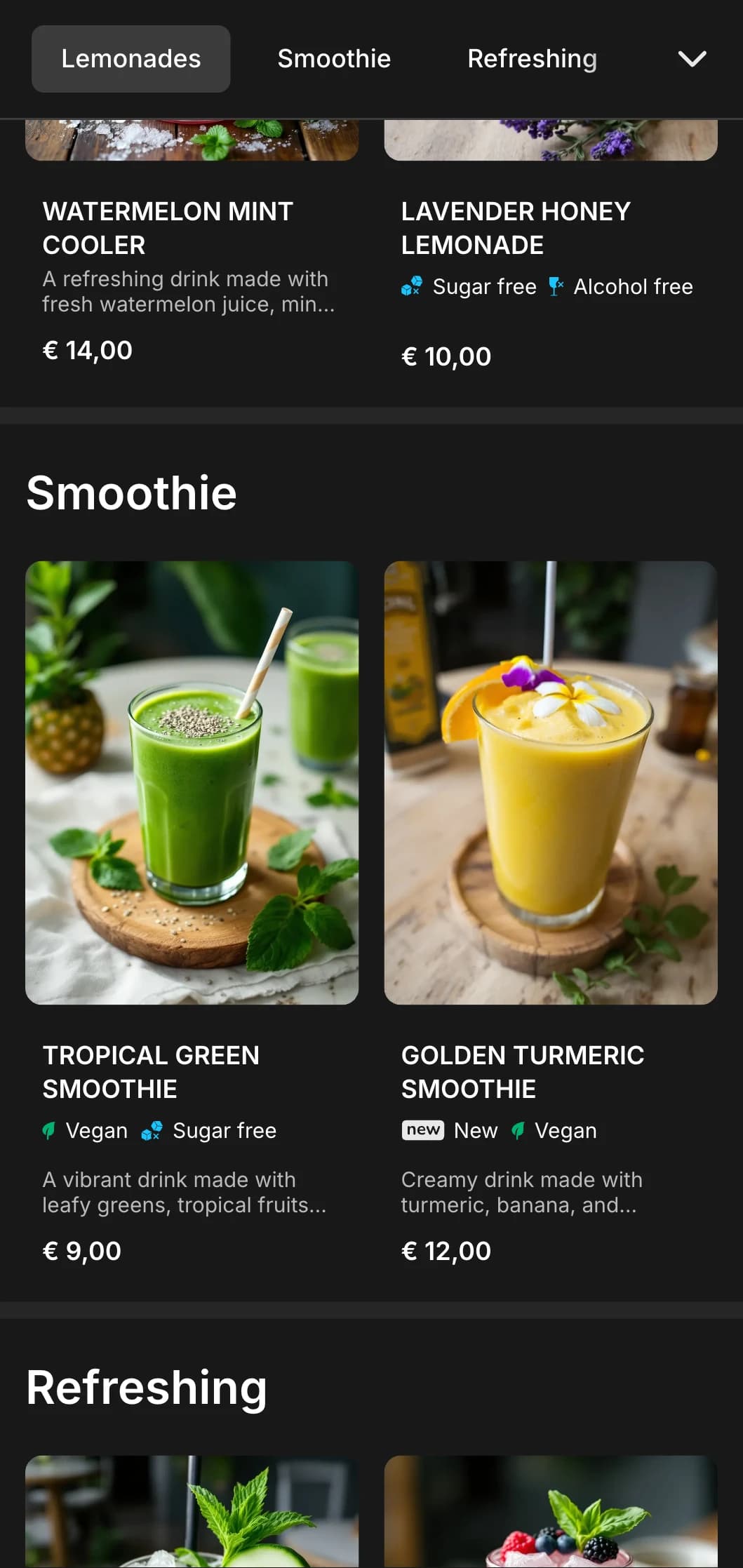 Plantillas para menús de bebidas