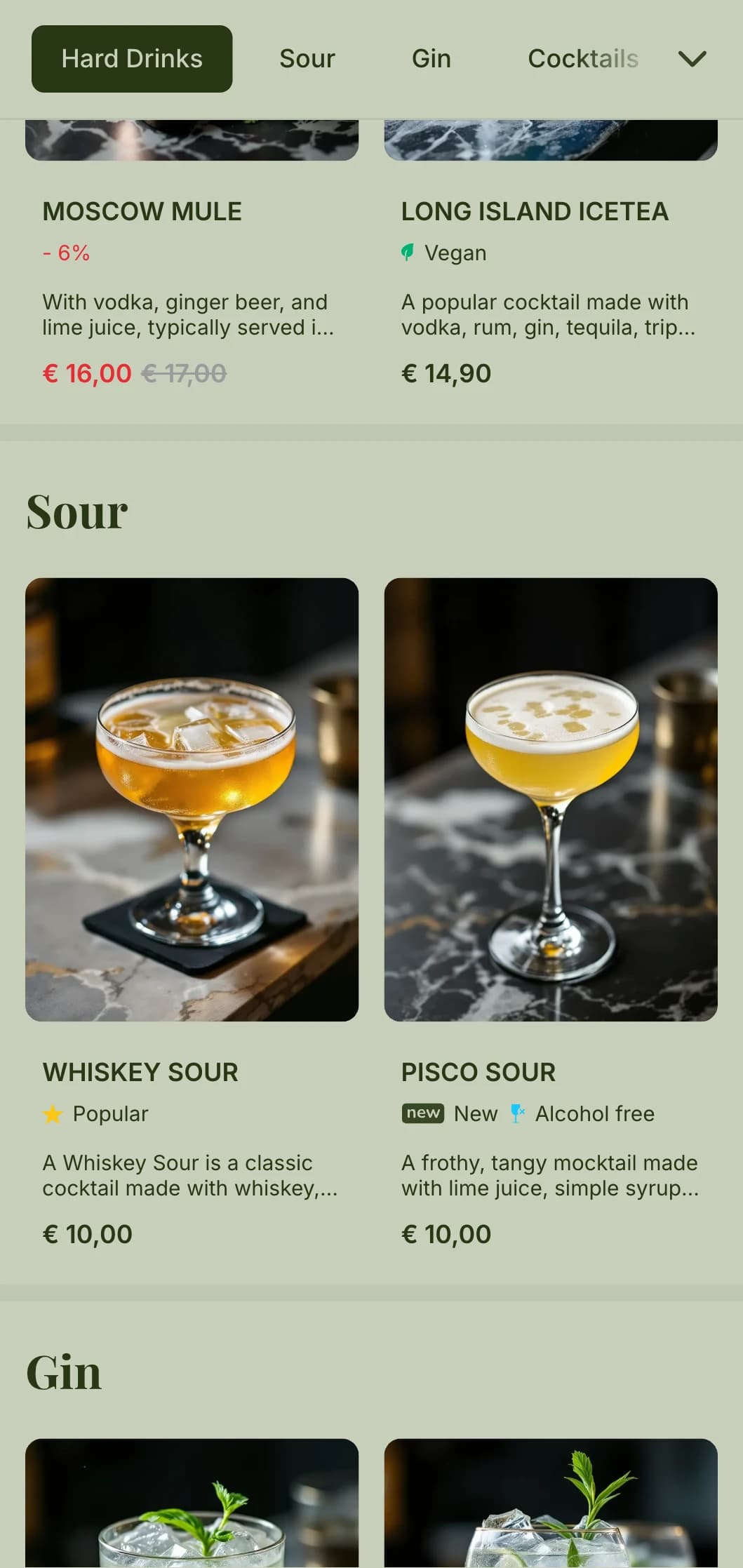 Modèles de carte cocktails
